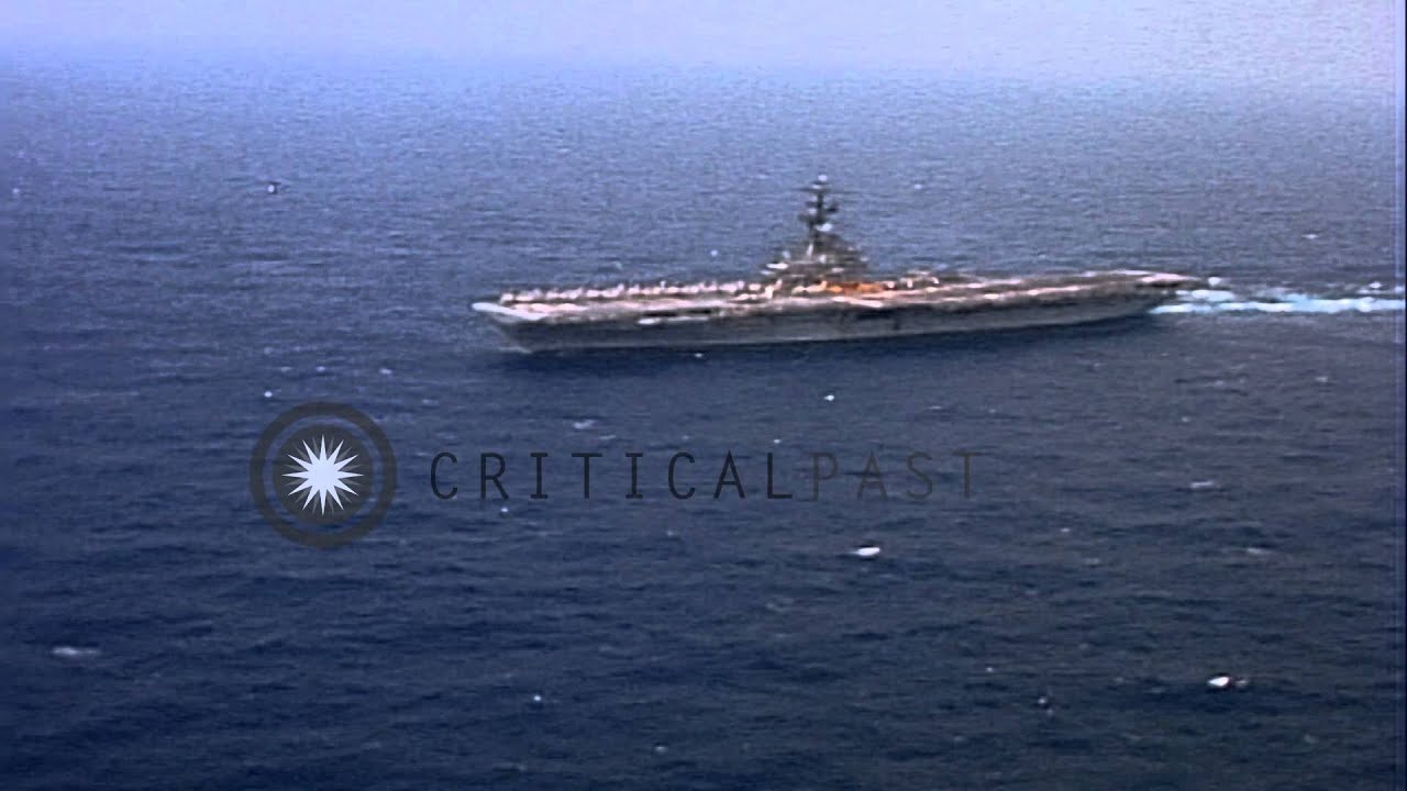 USS Zellars (DD-777) and USS Wasp (CVS-18) underway in the Atlantic ...