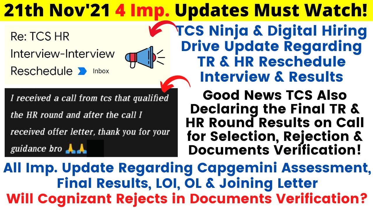 TCS Interview Reschedule Mail, TCS Interview Results & Verfication on ...