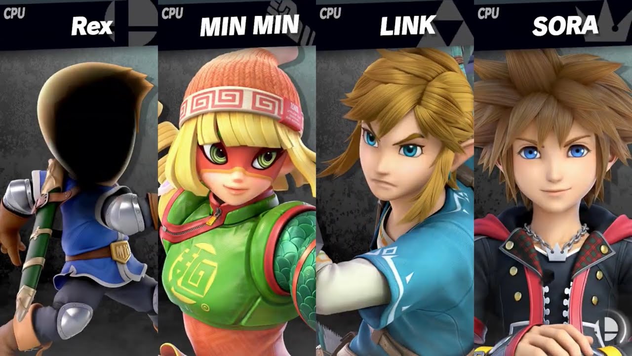 Super Smash Bros. Ultimate - Rex (Mii Swordfighter) vs Min Min vs Link ...