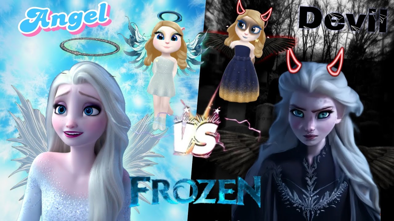 My Talking Angela 2 .😇Angel Elsa VS 😈Devil Elsa. new reincarnation.cosplay.angela party#20 - YouTube