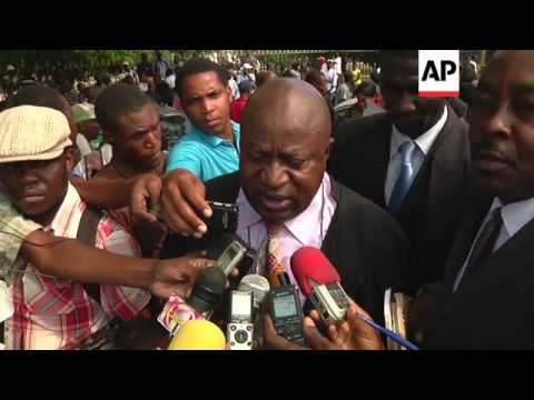 Haitian lawyers march following the detention of attorney Andre Michel ...
