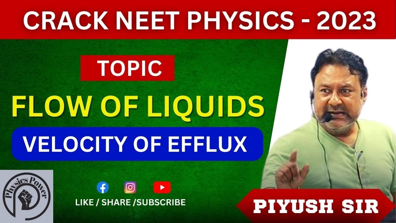 Flow of liquid | Velocity of Efflux | crack NEET_IIT physics | Best ...