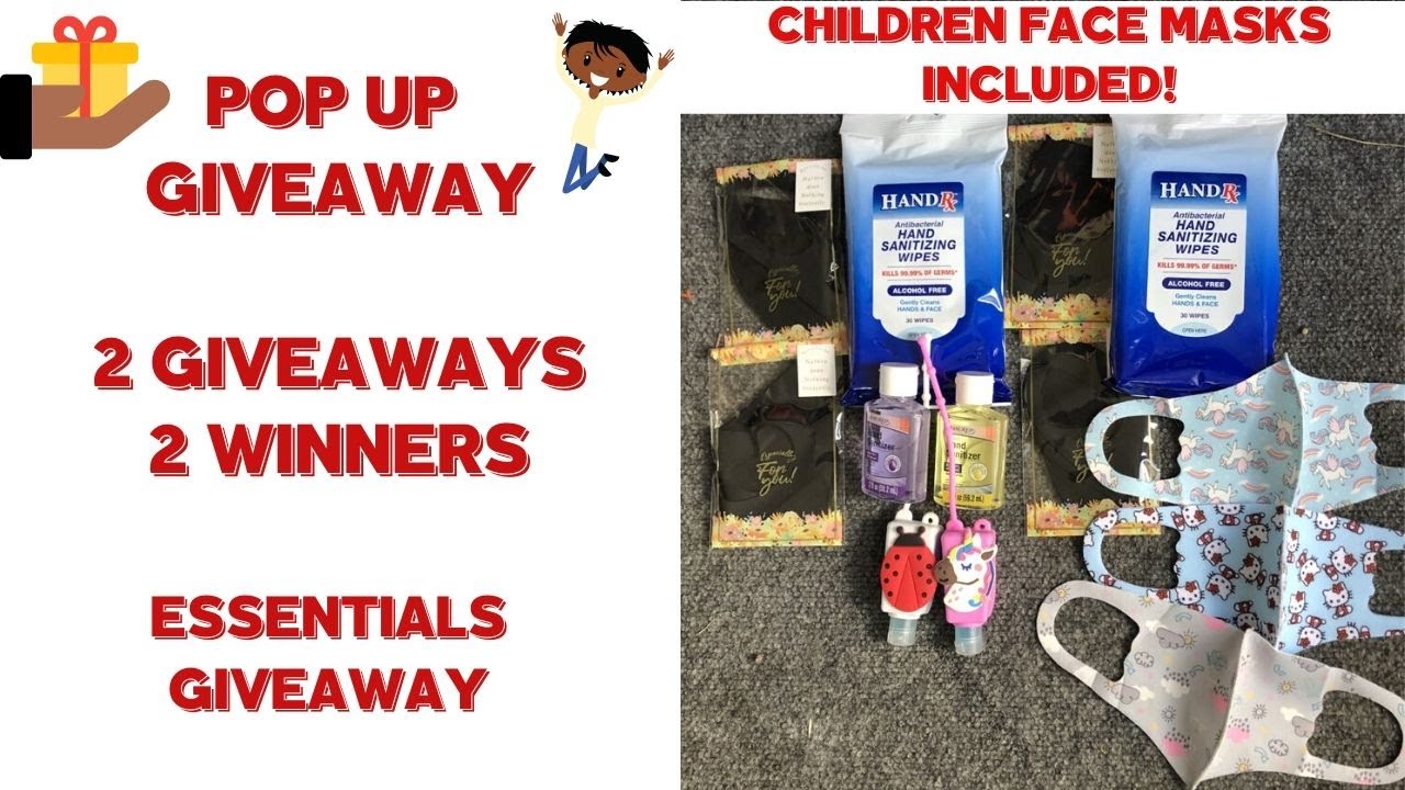 POP UP GIVEAWAY ESSENTIALS GIVEAWAY CHILDRENS WASHABLE REUSABLE FACE ...