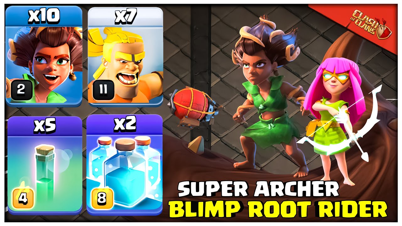 Th15 Super Archer Blimp | Th15 Root Rider Attack with Barbarian Kicker ...