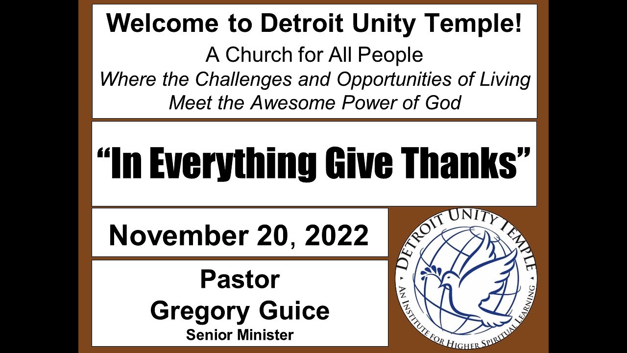 Detroit Unity Temple Sunday Service 11 20 2022 - YouTube