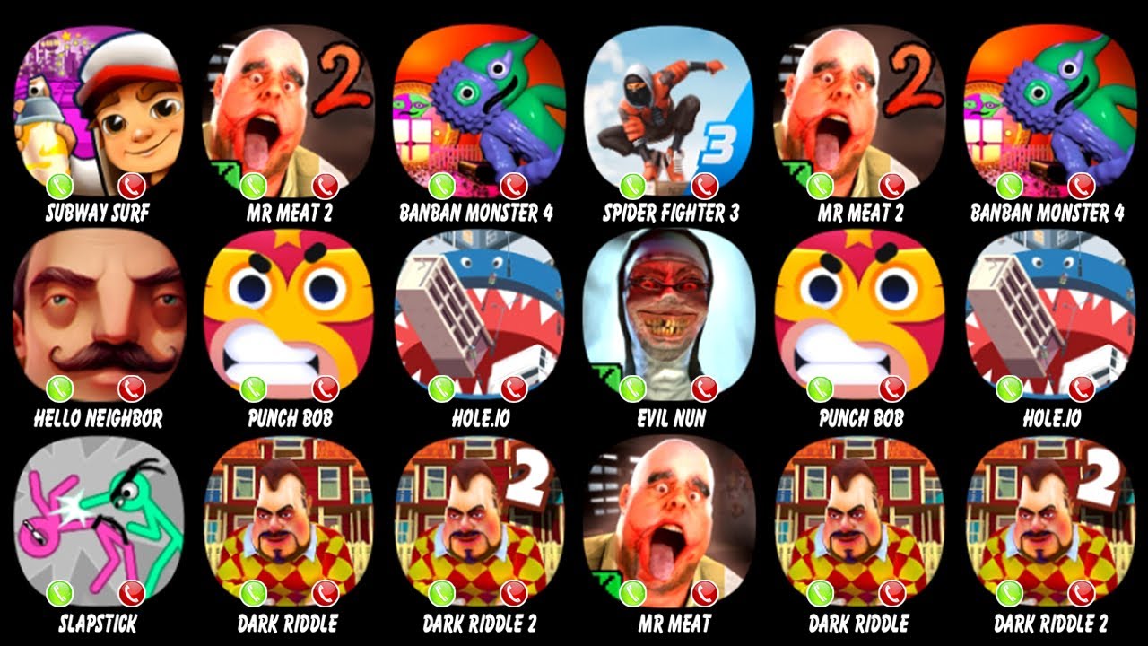 Subway Surf, Mr Meat 2, Banban Challenge 4, Spider Fighter 3, Hello ...