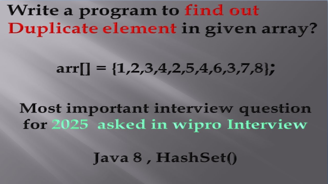 Write a program to find out Duplicate element in given array? || wipro interview quesation @p ...
