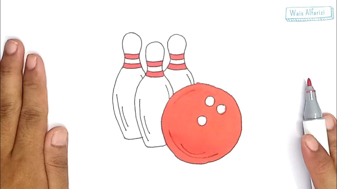 Cara Menggambar Bola Bowling 🎳 | How To Draw Bowling Ball | cómo ...