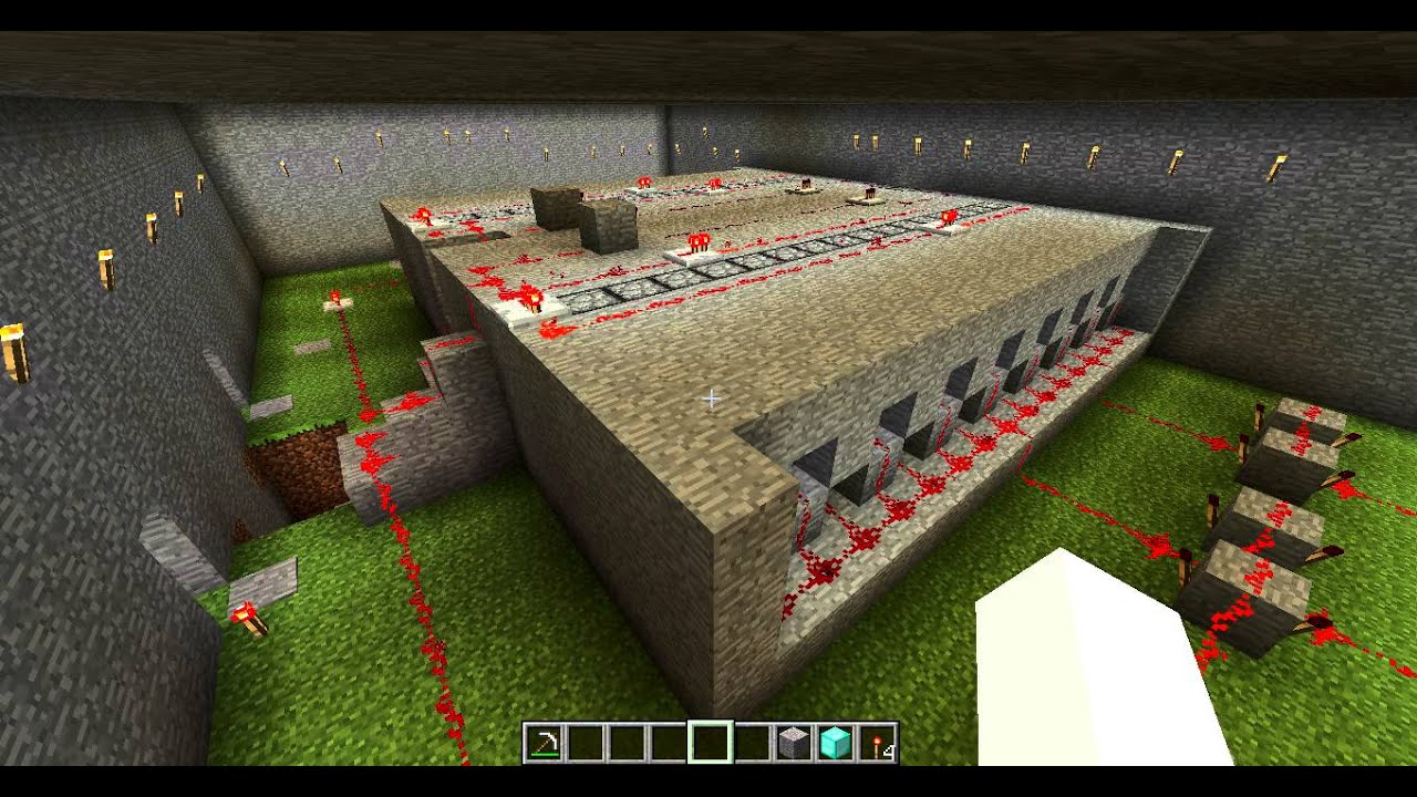 redstone powered rapid-fire arrow shooter - YouTube