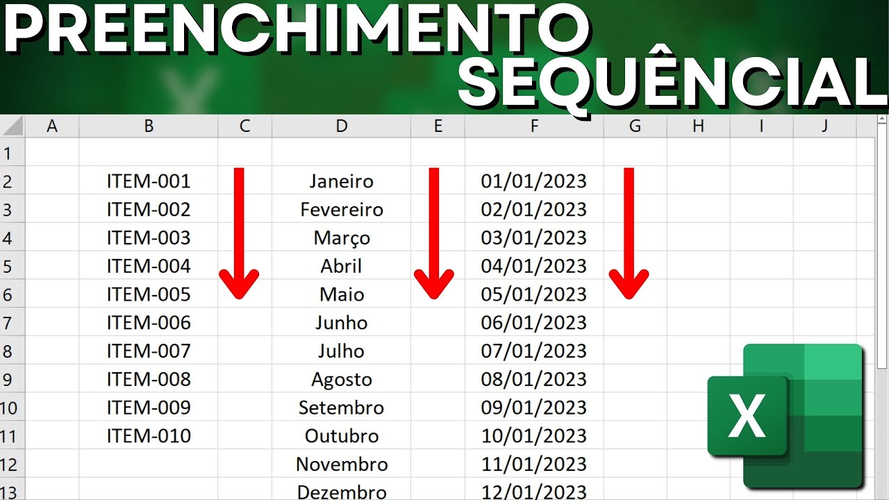 Como Fazer Sequências e Padrões no Excel | Preenchimento Automático ...