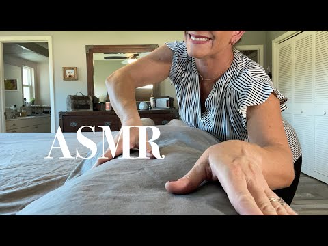 ASMR: Body Massage (POV angle, crisp sheet sounds, repetitive movements, soft spoken description)