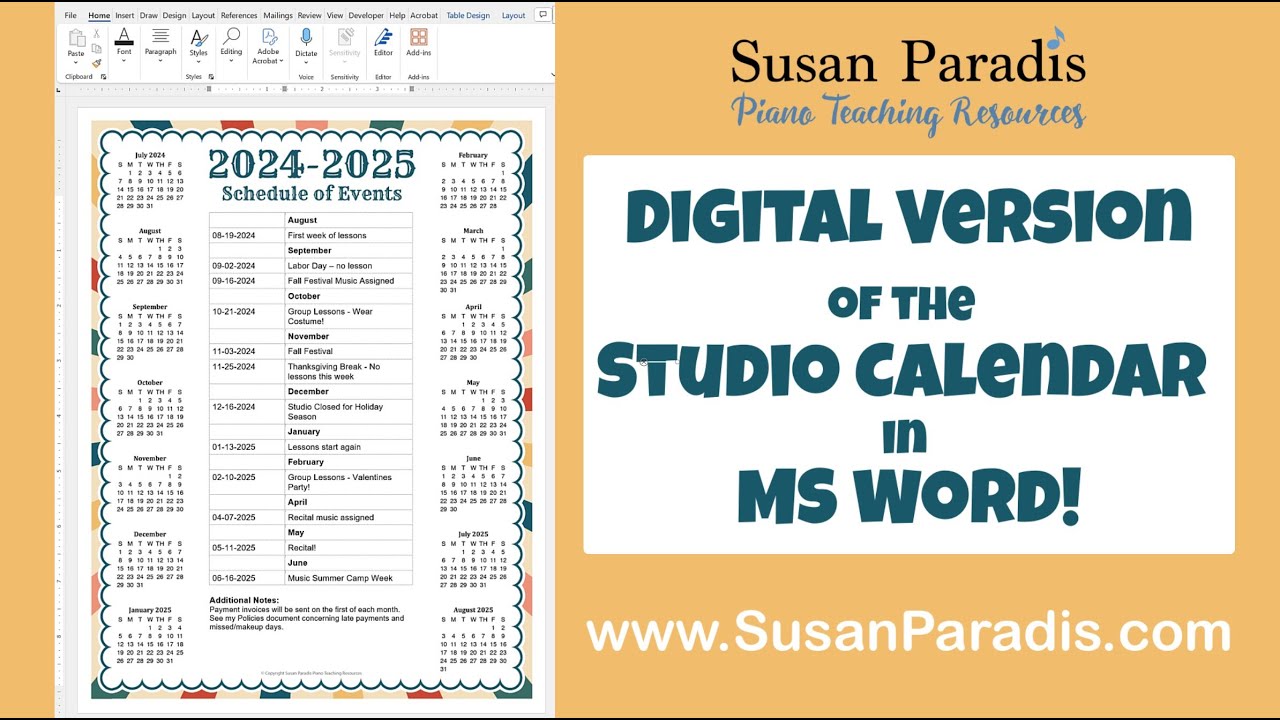 Create a Digital Version of the Studio Calendar In Microsoft Word - YouTube