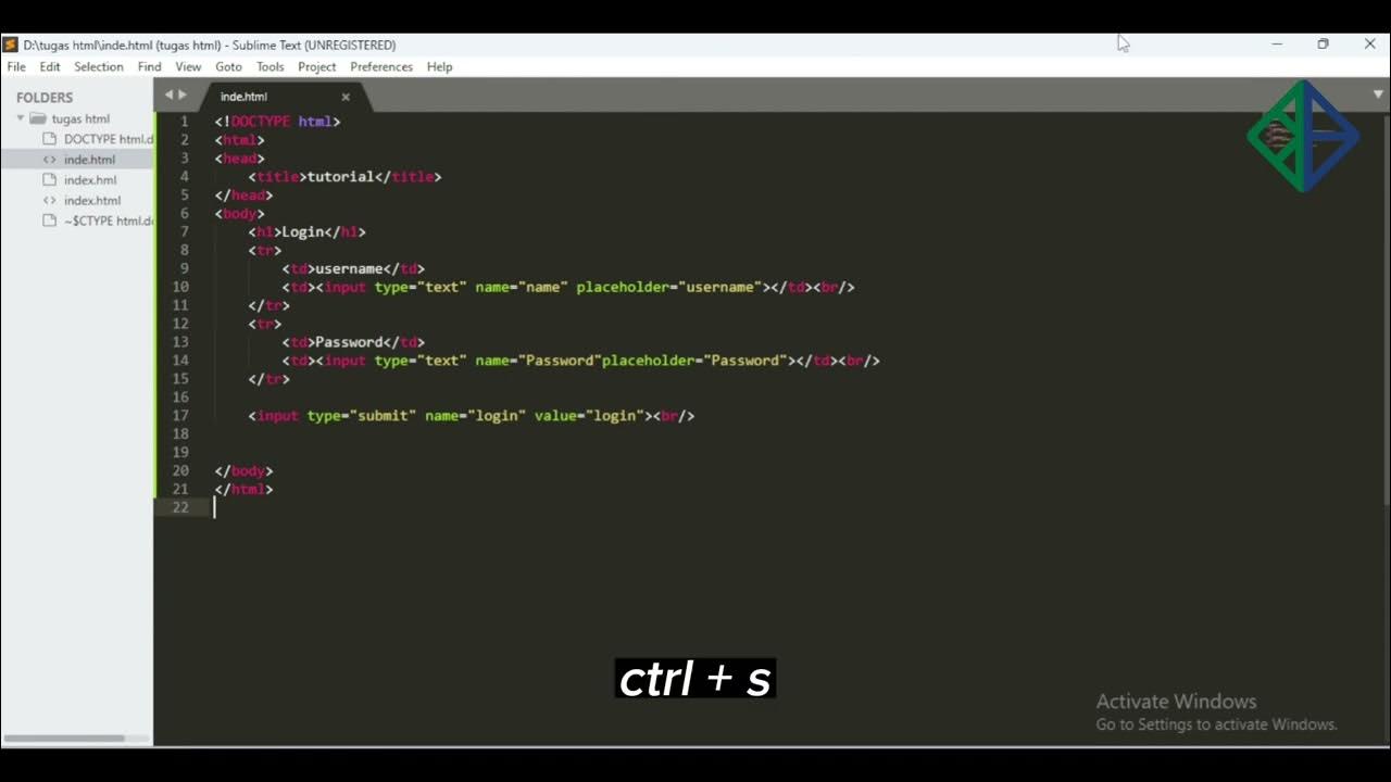 Tutorial Pembuatan Login Sederhana di Sublime Text - By : Putra Intern 16 - YouTube