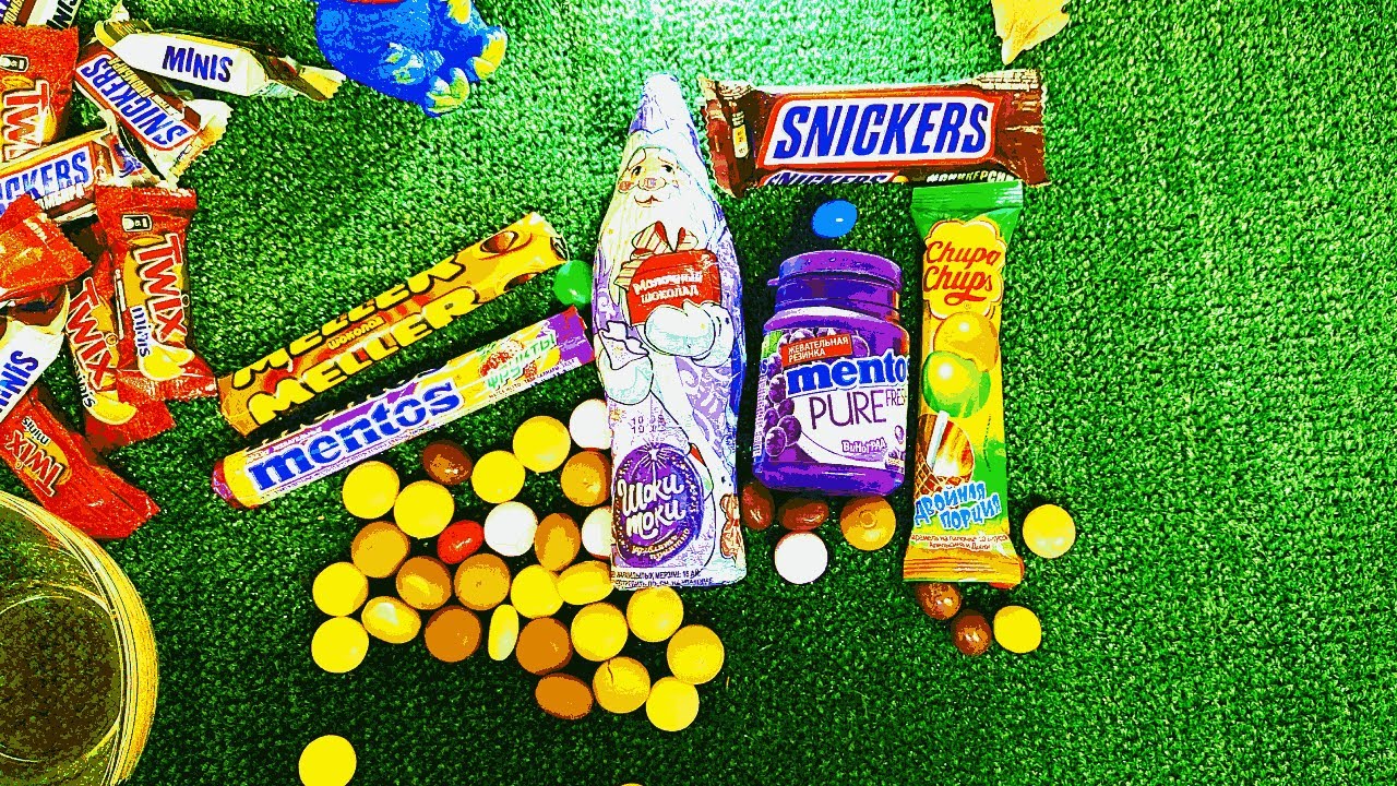 Sweet ASMR video, unpacking chocolate Santa Claus, rainbow candies 🍫🍬🍭 ...
