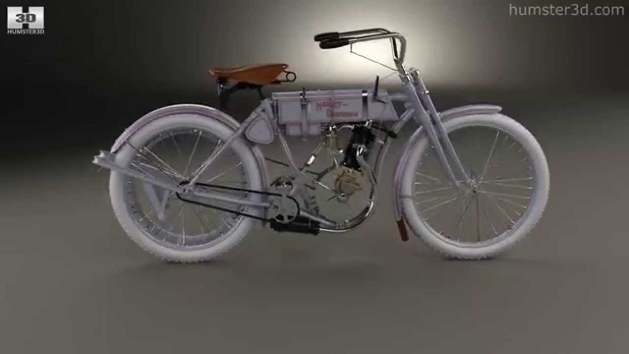 Harley-Davidson model 2 1906 by 3D model store Humster3D.com - YouTube