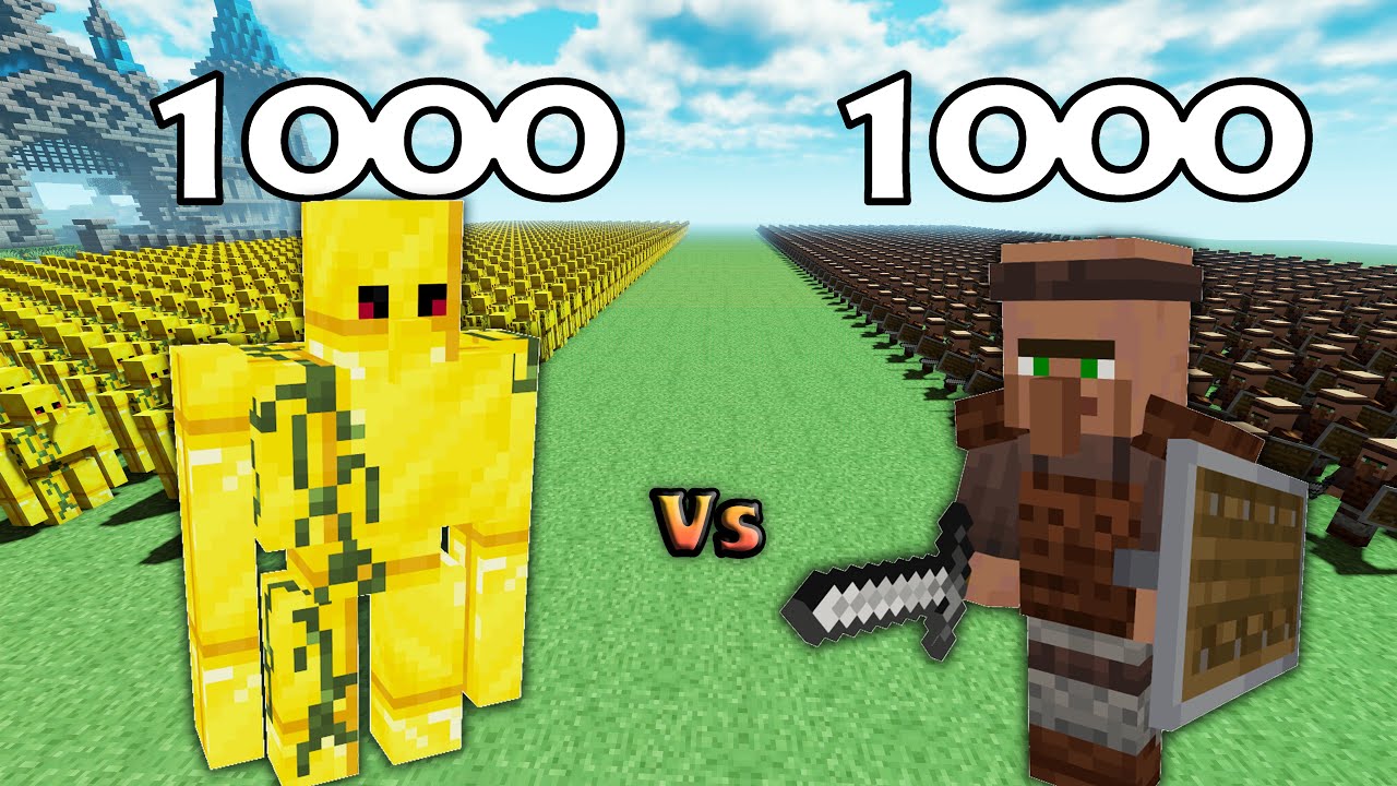 1000 Gold Golem Vs 1000 Guard Villagers | Minecraft - YouTube