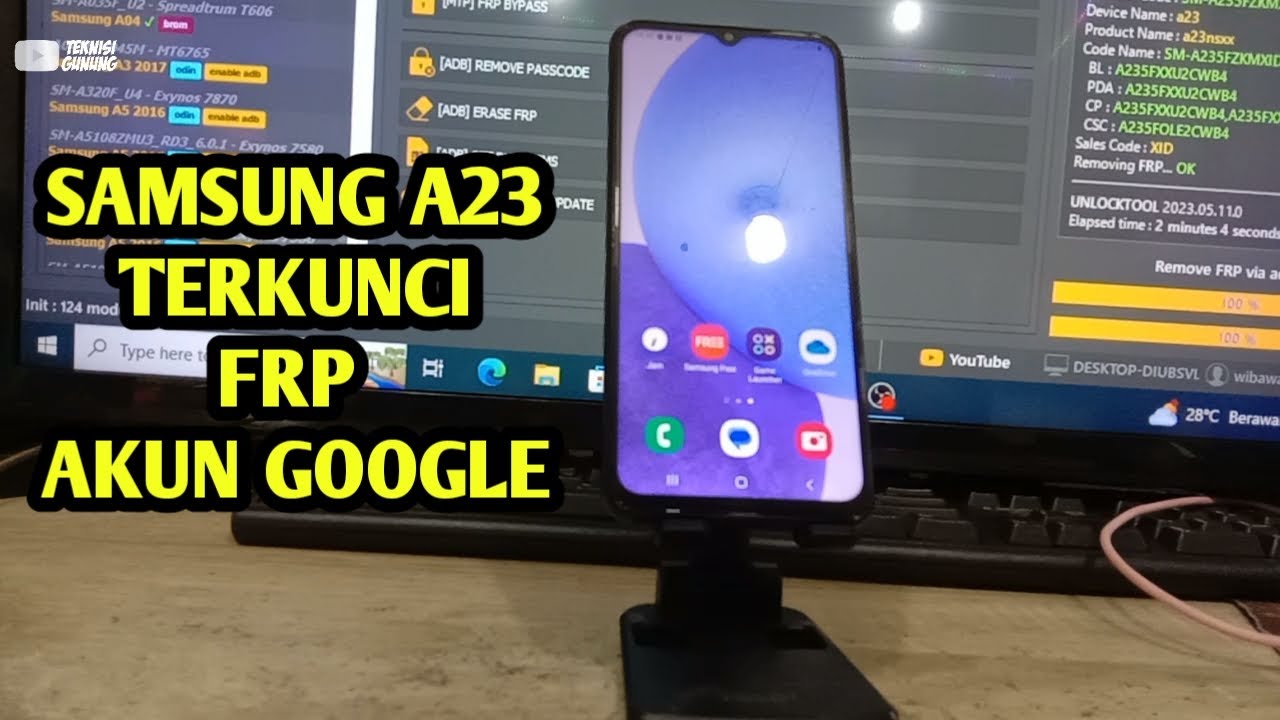 SAMSUNG A23 SM-A235F TERKUNCI FRP AKUN GOOGLE DENGAN UNLOCKTOOL 2023 ...