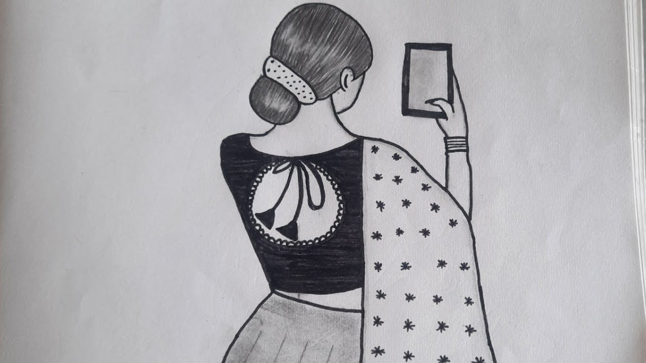 How to draw a girl in beautiful dress with dupatta #drawing - YouTube