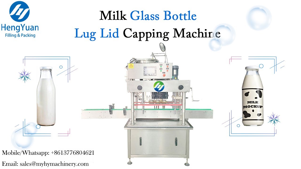 Automatic Milk Glass Bottle Twist-off Lug Lid Capping Machine - YouTube
