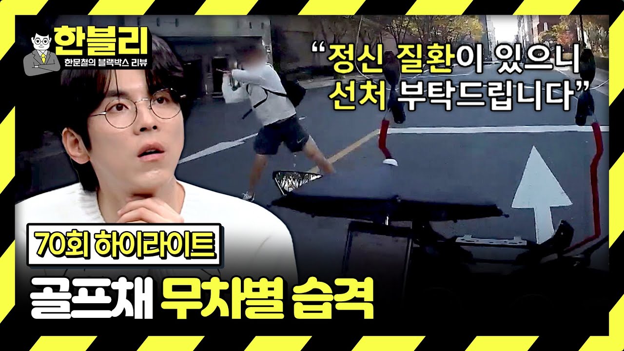 하이라이트 정신질환으로 선처 부탁 오토바이 운전자를 위협한 골프채 무차별 습격범💦 한블리 한문철의 블랙박스 리뷰