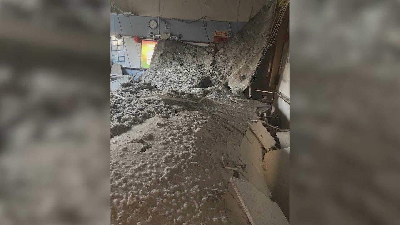 Ceiling collapse at suburban high school raises safety concerns - YouTube