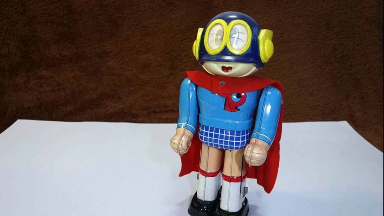 60s Bandai Perman Vintage Battery Operated Tin Toy - YouTube