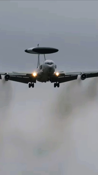 Strong wind landing E-3a Awacs! #shorts #aircraft #airplane #wind # ...