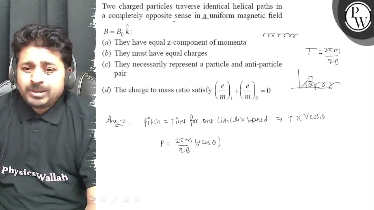 Two charged particles traverse identical helical paths in a complet... - YouTube