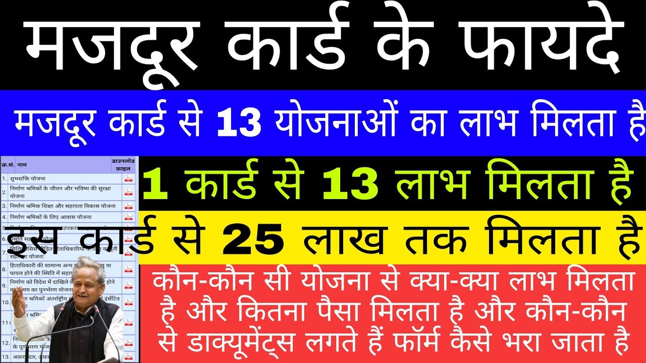 मजदूर कार्ड के क्या-क्या फायदे हैं/मजदूर कार्ड वालों को 25 लाख तक ...