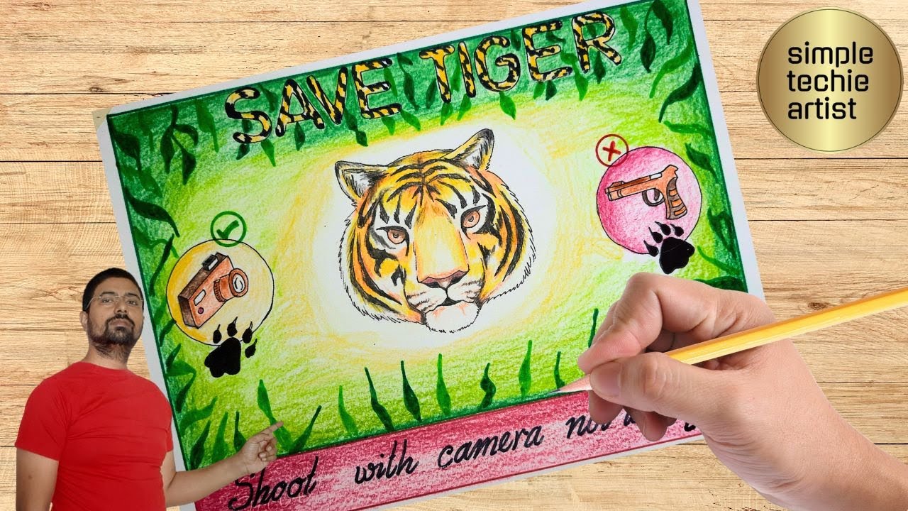 Save Tiger poster drawing / International Tiger Day 29 July drawing ...