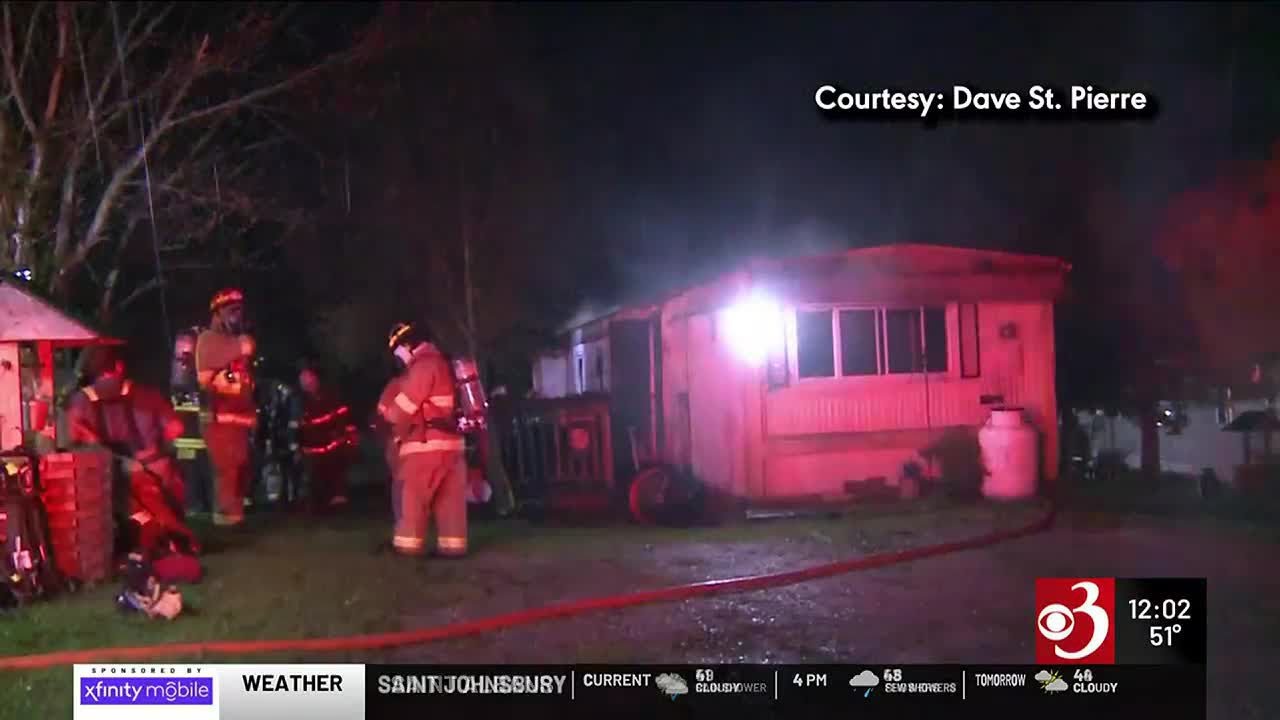 Sheldon mobile home destroyed by fire - YouTube