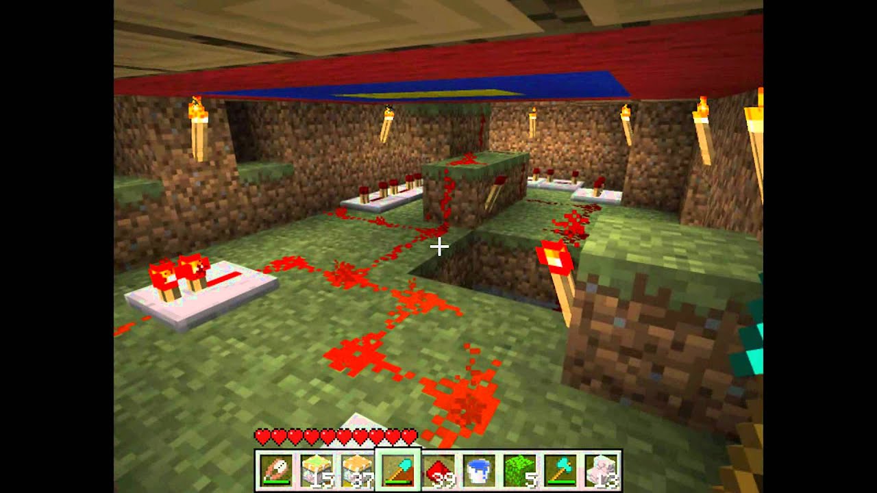 Minecraft v1.7 Pistons secret trapdoor basement - YouTube