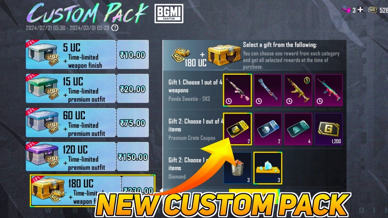 New Custom Pack Event BGMI | Free 180 Uc In BGMI | Next Uc Event In ...
