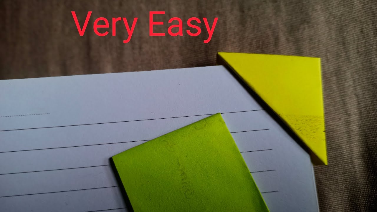 Easy Sticky Note Origami --- Bookmark - YouTube