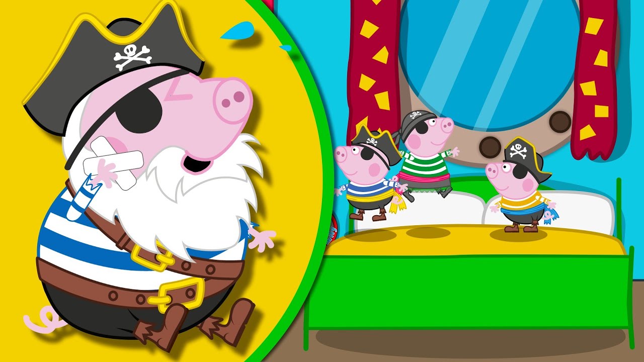 Five Little Monkeys Jumping on the Bed Song w Pirate Piggies - YouTube