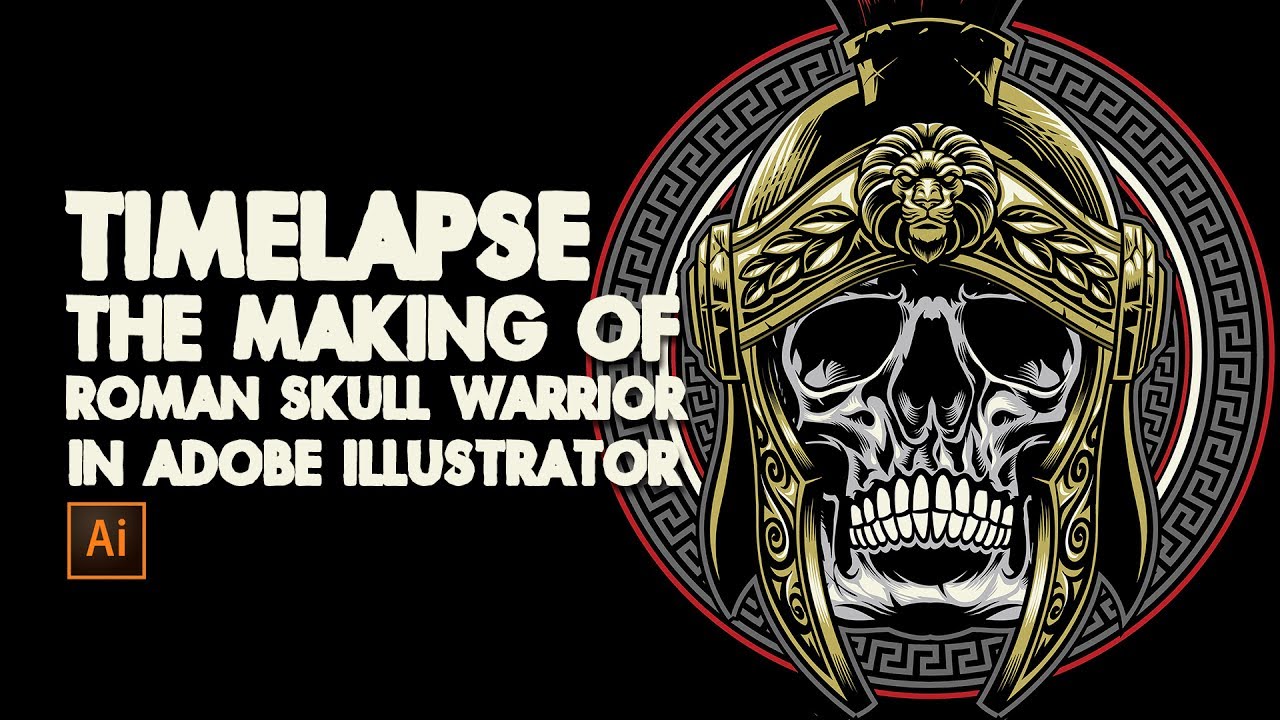 timelapse the making of roman skull warrior in adobe illustrator - YouTube