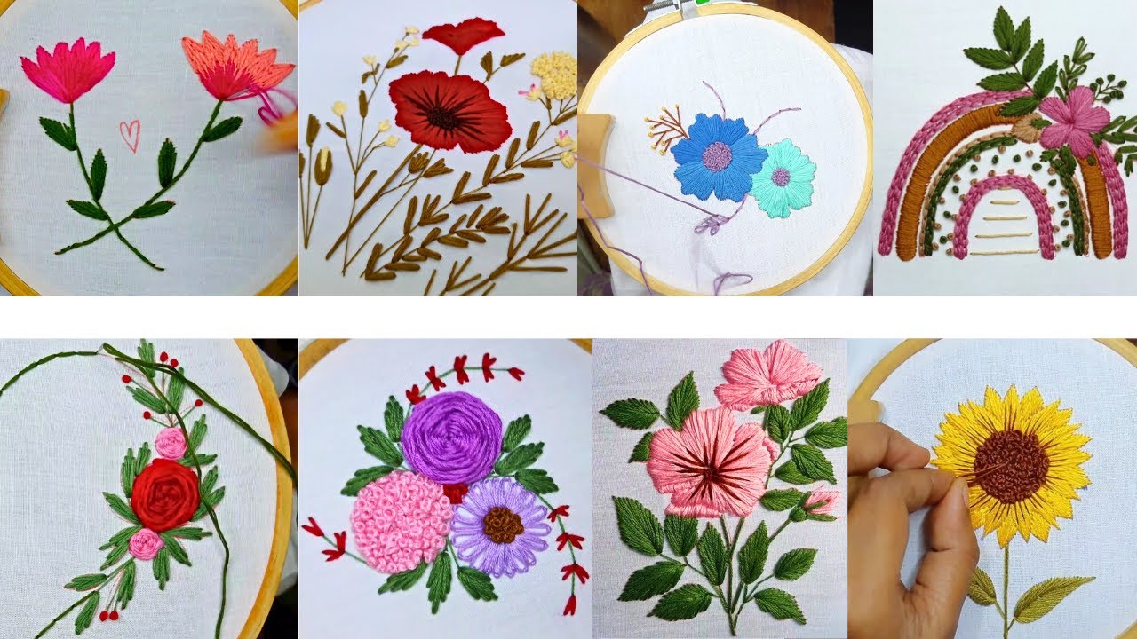 Floral Embroidery Tutorial Compilation || Embroidery Tutorial For ...