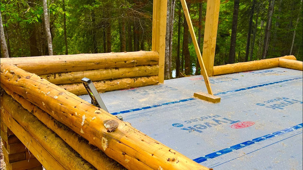 Building an off grid log cabin, woodwork,Bushcraft,wilderness - YouTube