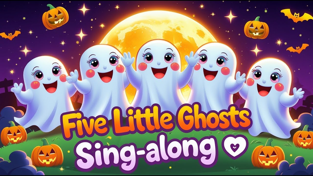 Sing & Dance! 🎃 Five Little Ghosts Halloween Adventure Song for Kids 👻 ...
