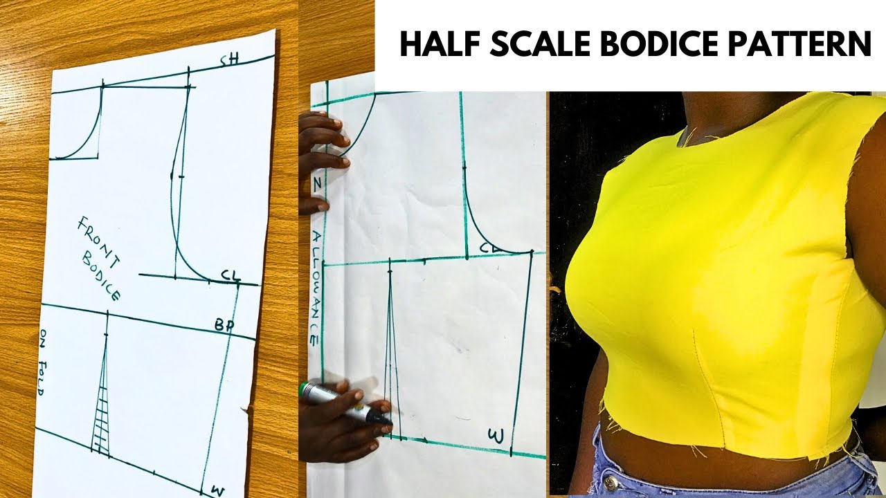 HOW TO DRAFT A BASIC BODICE: Half Scale - YouTube