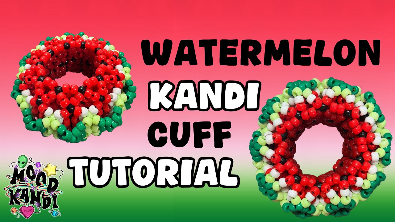 Watermelon Kandi Cuff Tutorial | Intermediate Kandi Tutorial - YouTube