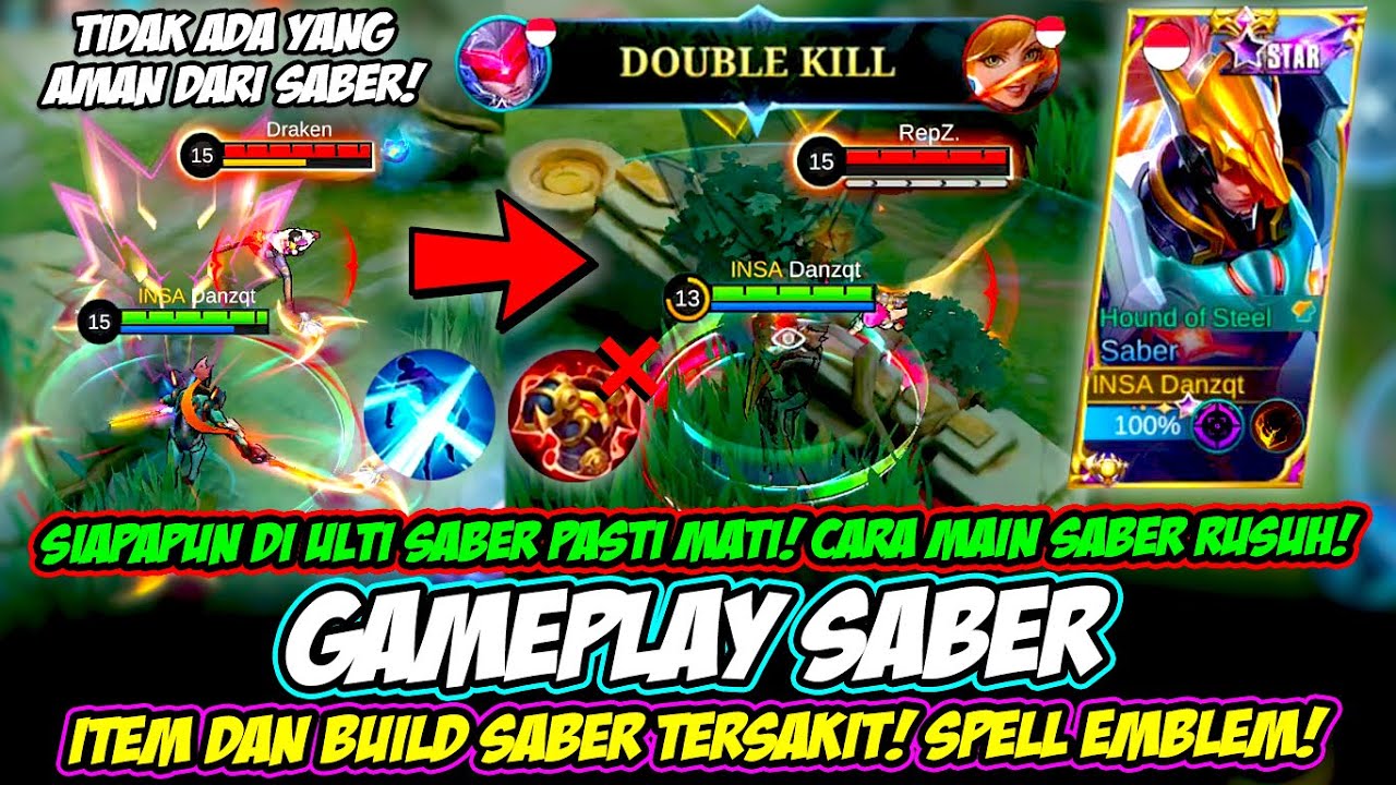 CARA BARU MAIN SABER & COMBO SABER 1 HIT ITEM EMBLEM & BUILD SABER 2023 ...