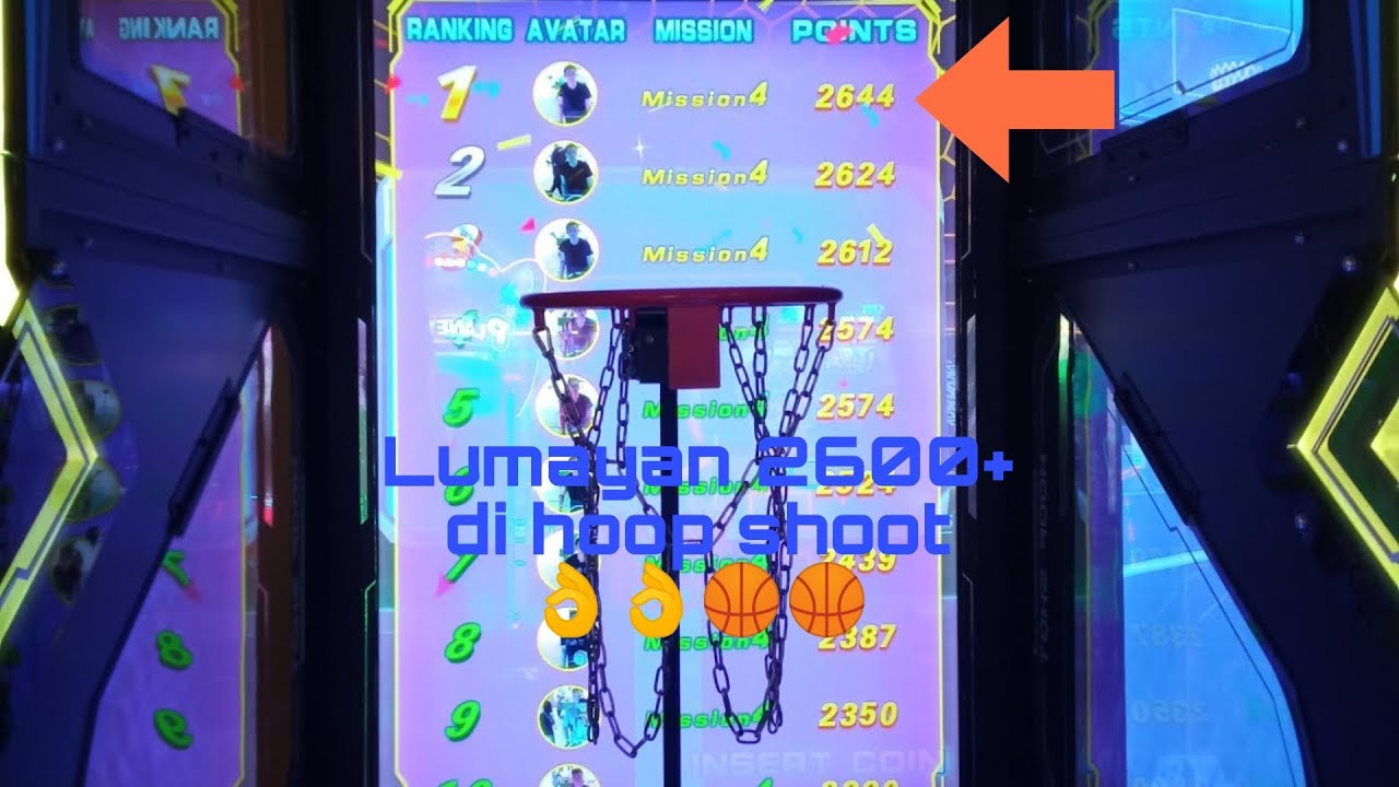 Hoop shoot basketball arcade 7 balls 2644 scores (1st rank, almost 100% ...