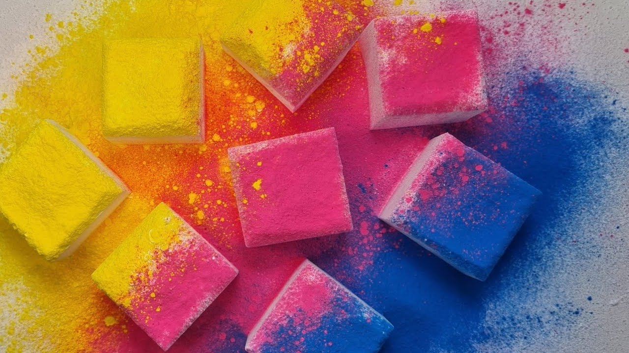 짐초크ASMR / colorful / cornstarch powder 💛🩷💙 - YouTube
