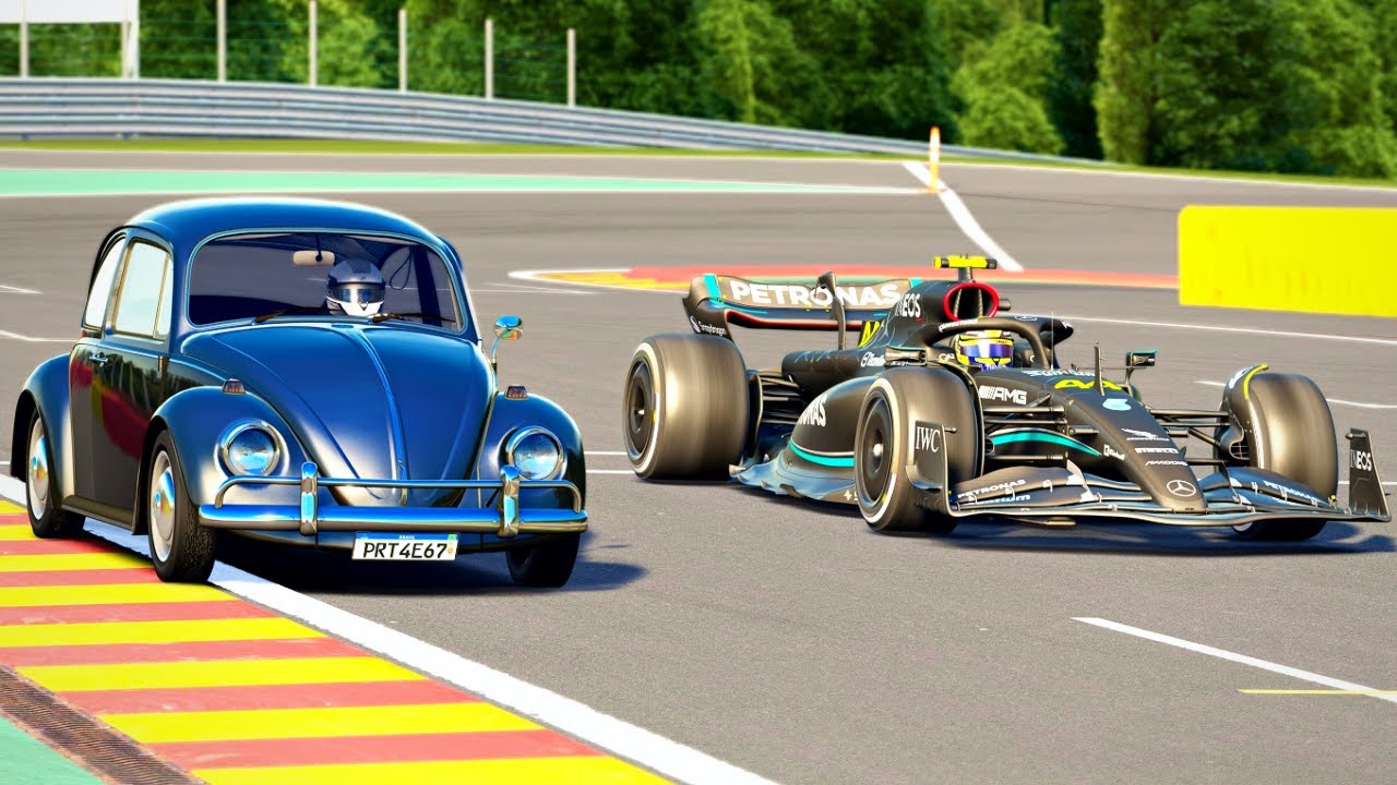 Can the Mercedes F1 2023 W14 Lap a Volkswagen Beetle in a 2 Lap Race ...