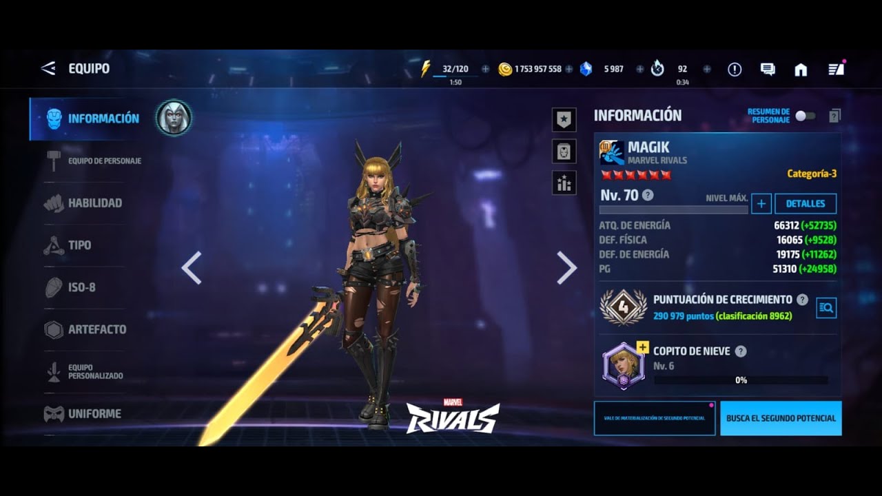 Marvel Future Fight Nuevo Uniforme MAGIK con su Artefacto Poder Daño ...