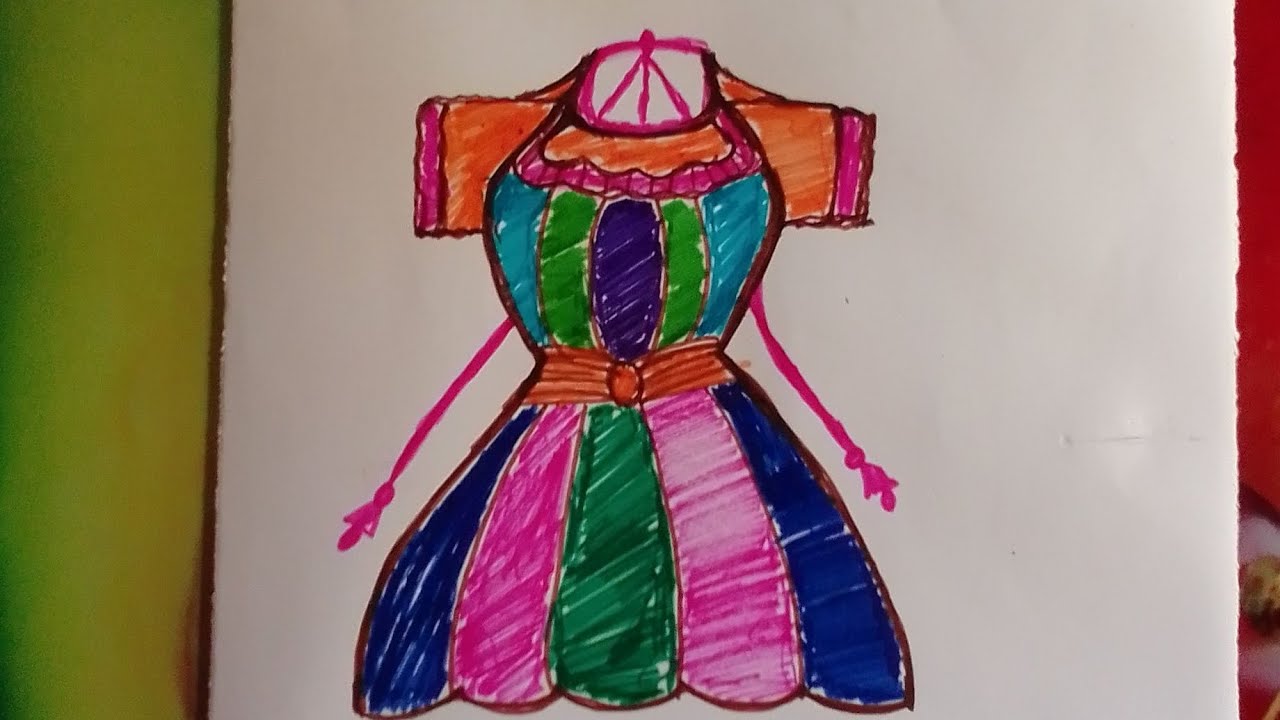 how to draw a dress for kids #dress drawing - YouTube