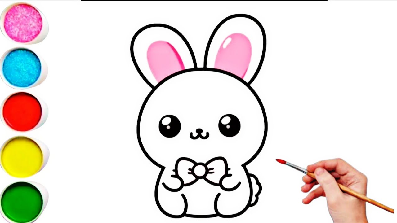 Beautiful Rabbit Drawing , Painting & Coloring For Kids and Toddlers ...