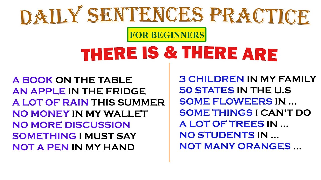 60 Sentences Practice with THERE IS & THERE ARE - YouTube