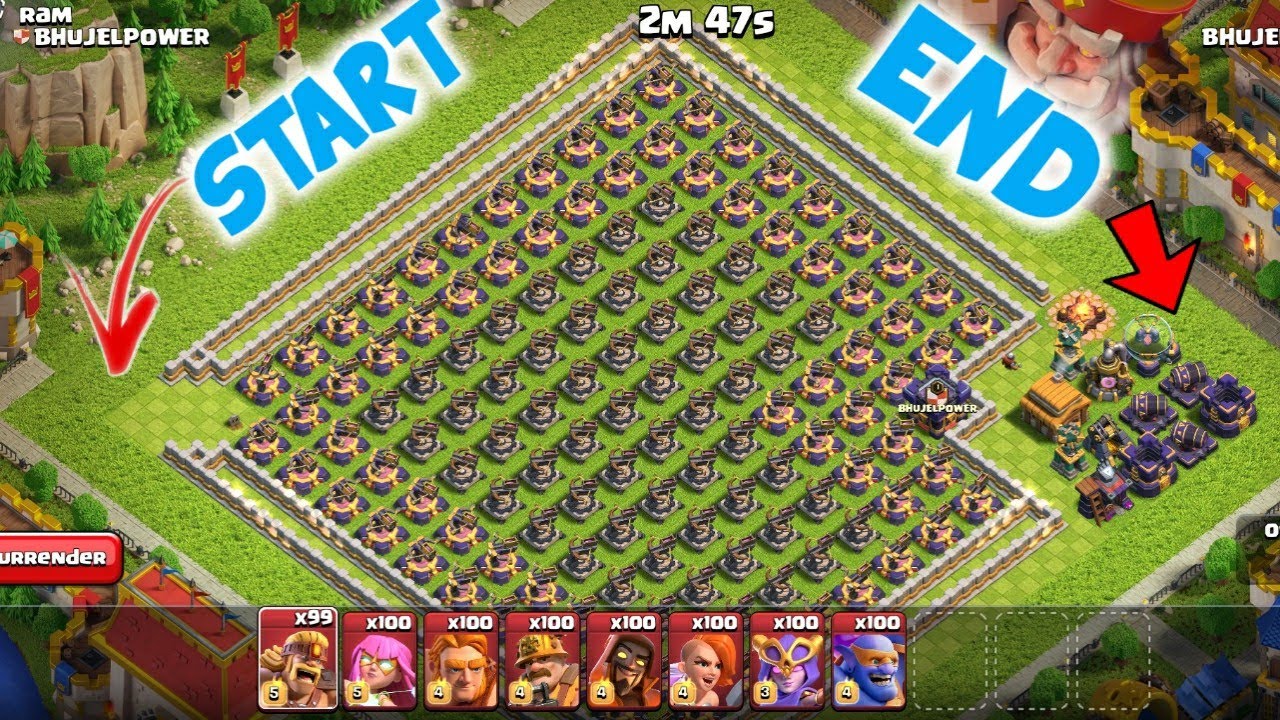 100x SUPER TROOPS Vs Impossible X-bow Base - Clash Of Clans || Coc new experiment - YouTube